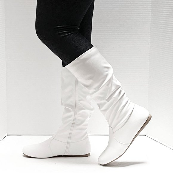 Shoes | New White Slouchy Midcalf Riding Boots | Poshmark